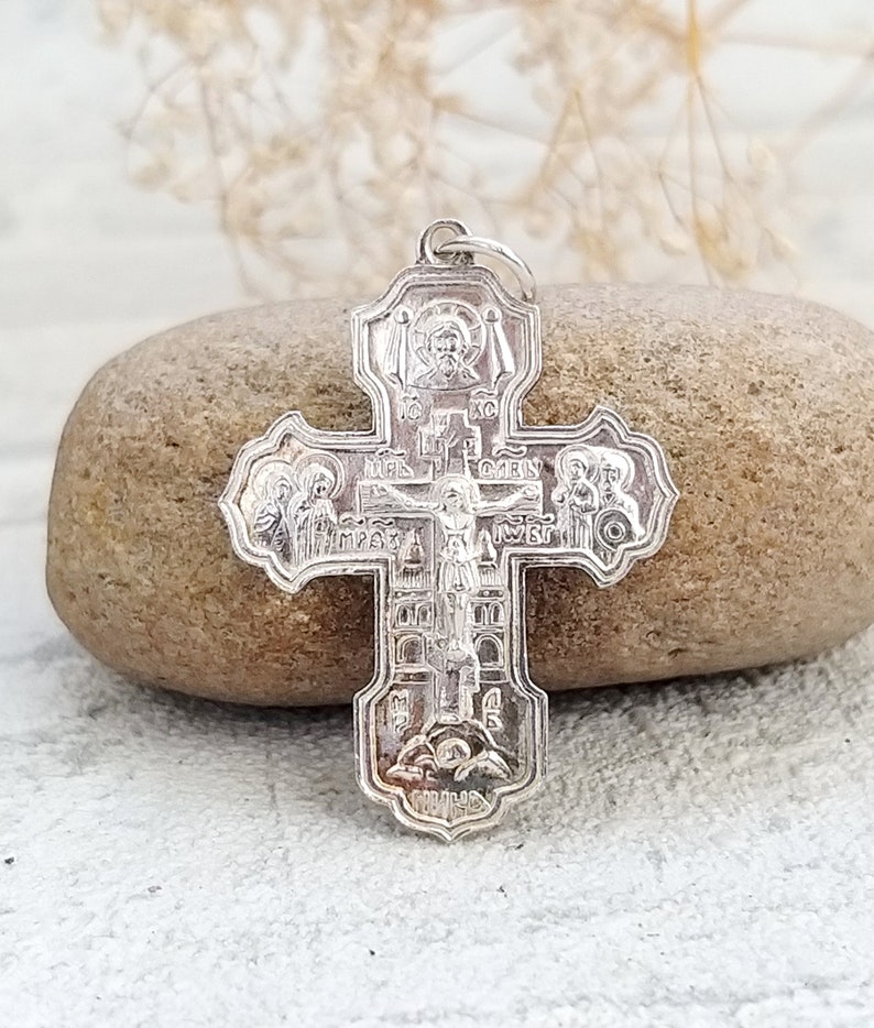 Sterling silver cross Vintage silver Crucifix Religious Cross | Etsy
