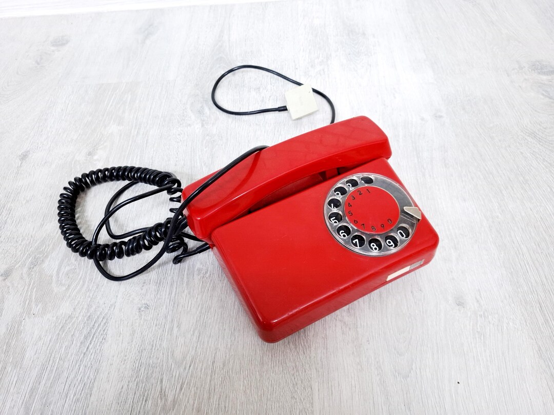 RED Phone Vintage Telephone Rotary Phone Retro Home Decor Old Phone ...