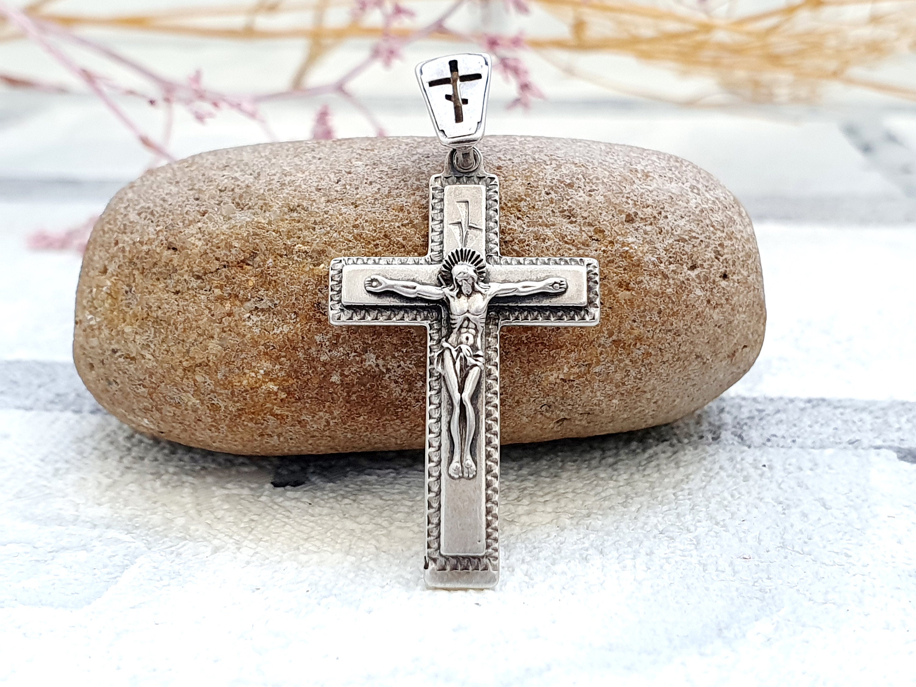 Cross Vintage Silver Christian Gift Formom Baptism Gift 925 - Etsy