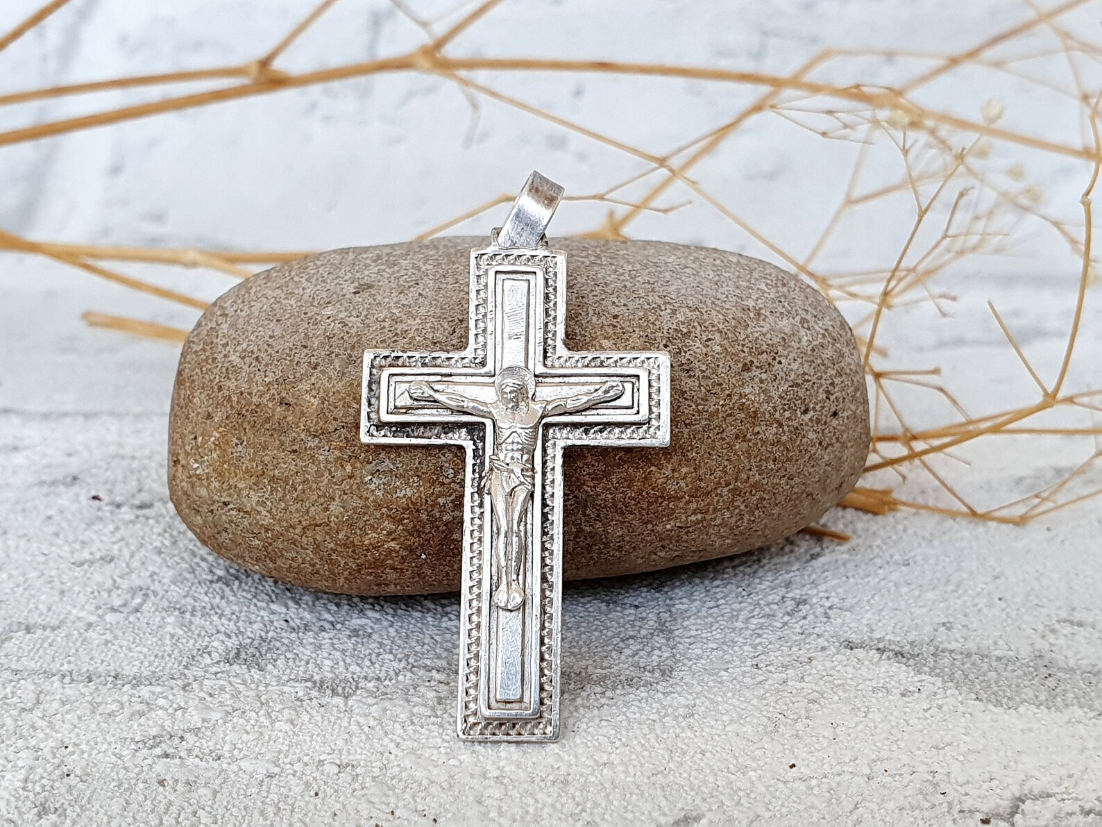 Sterling Silver Cross Vintage Silver Crucifix Religious Cross - Etsy
