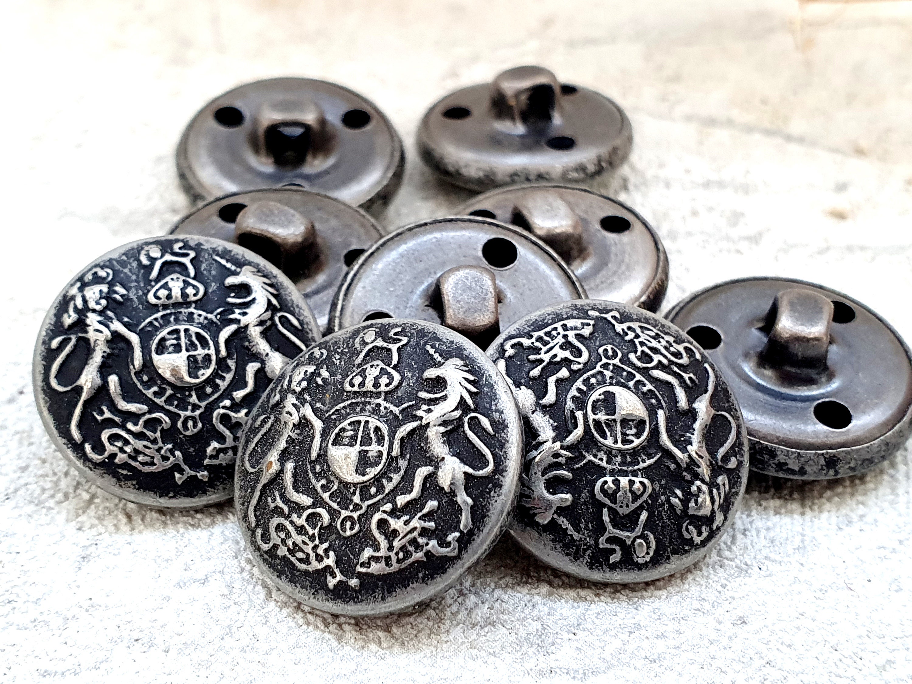 Steampunk Button Military Button Shank Button Silver Button | Etsy