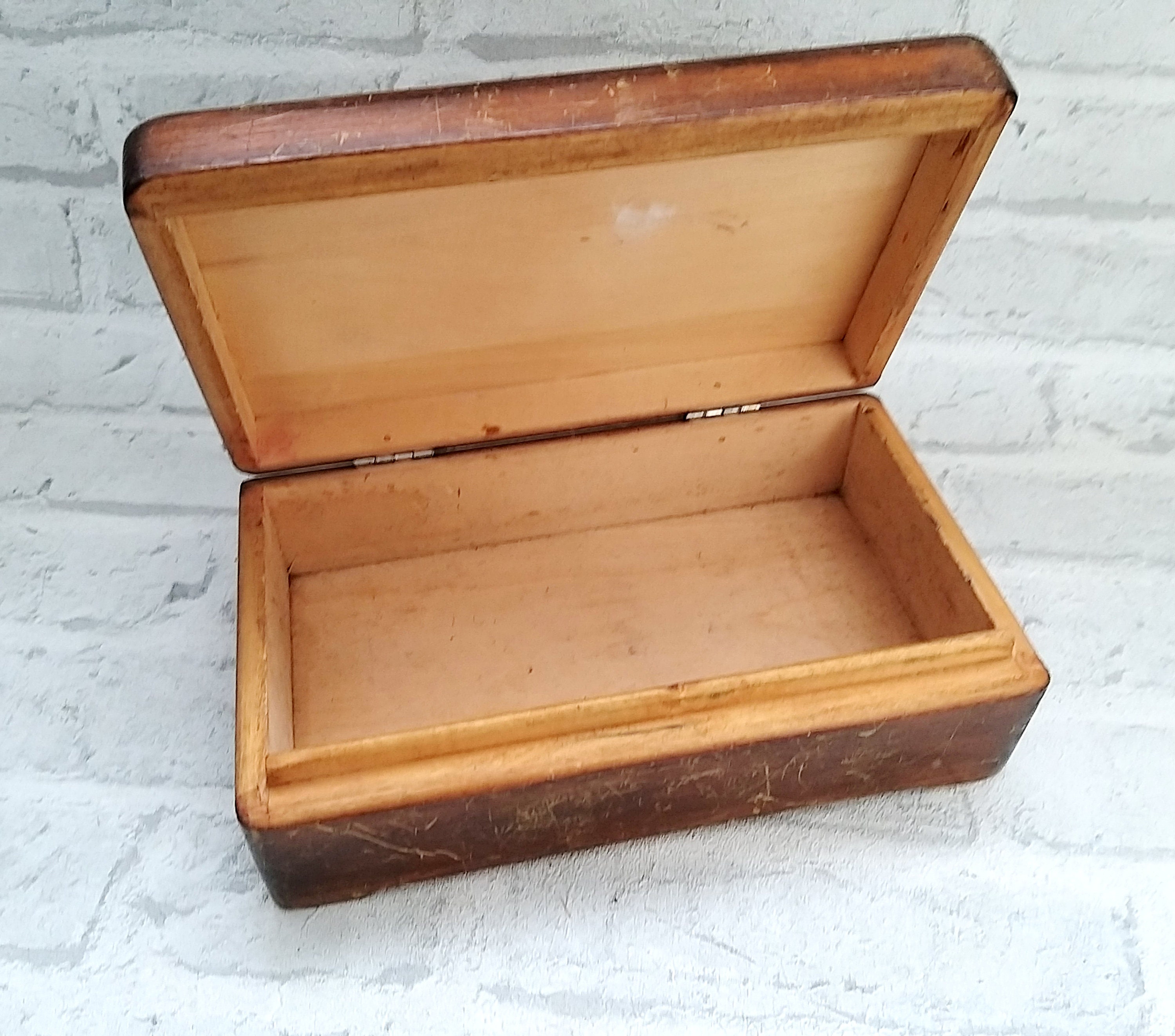 Jewelry box Vintage 1980s Wooden Box Wood Box hand carved box | Etsy