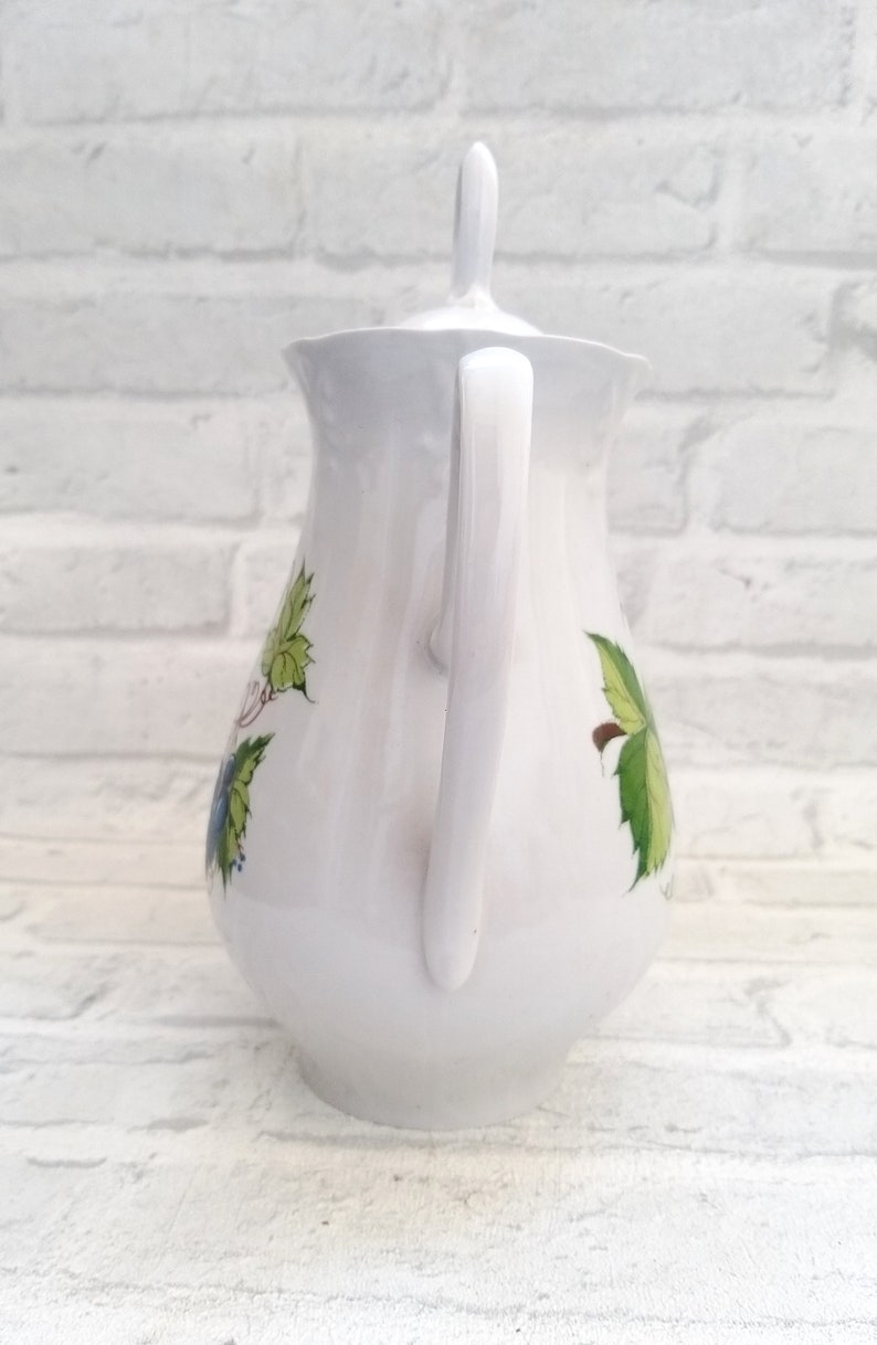 31 Oz Tea Lovers Gift Grape Print Teapot Hall Pottery Porcelain Retro ...