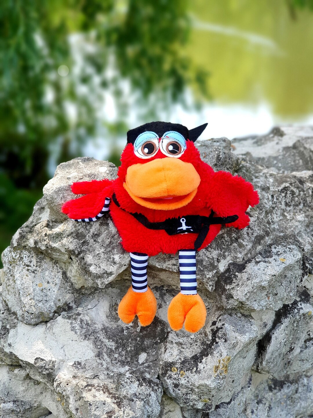 Pirate de corbeau rouge farci jouets en peluche jouets de corbeau ...