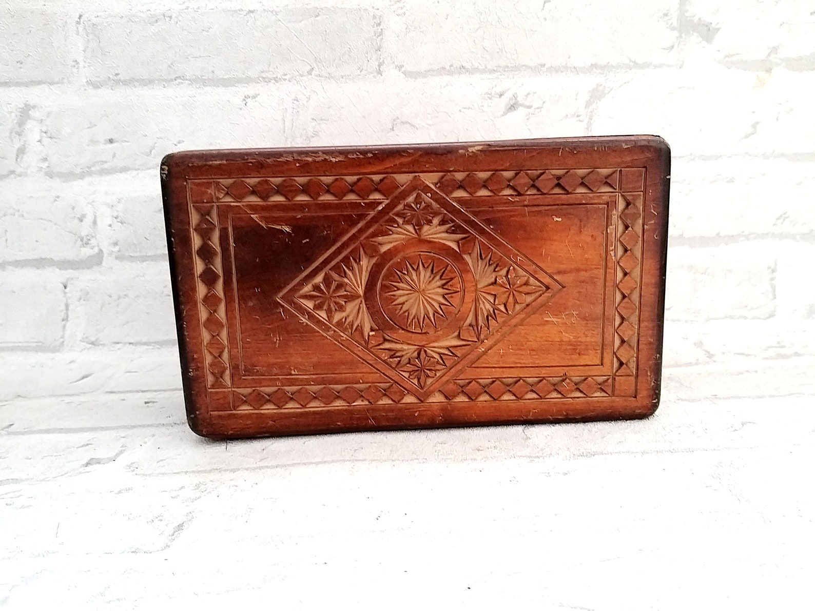 Jewelry box Vintage 1980s Wooden Box Wood Box hand carved box | Etsy