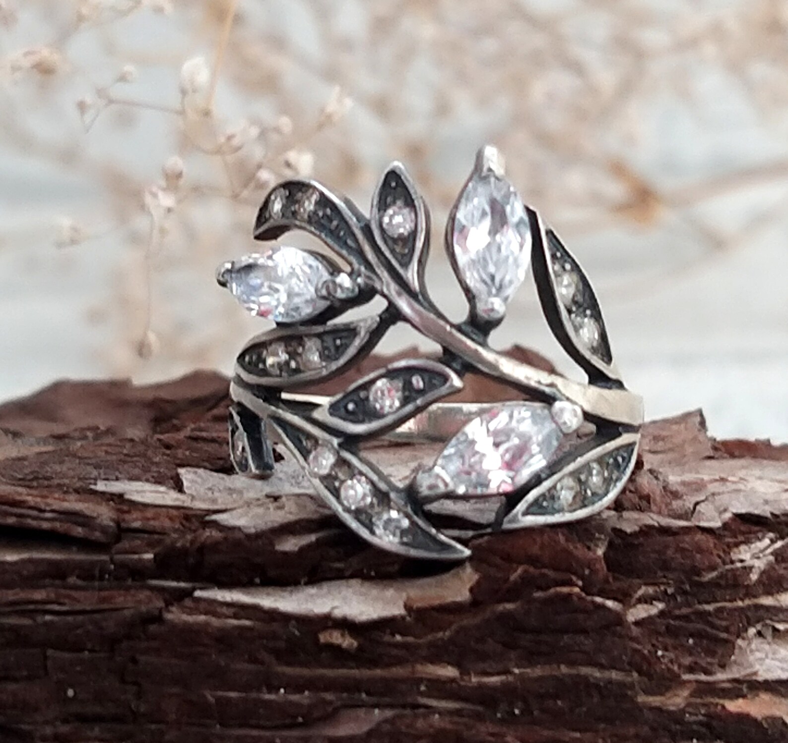 Leaf ring leaf jewelry 925 Sterling Silver Ring engagement | Etsy