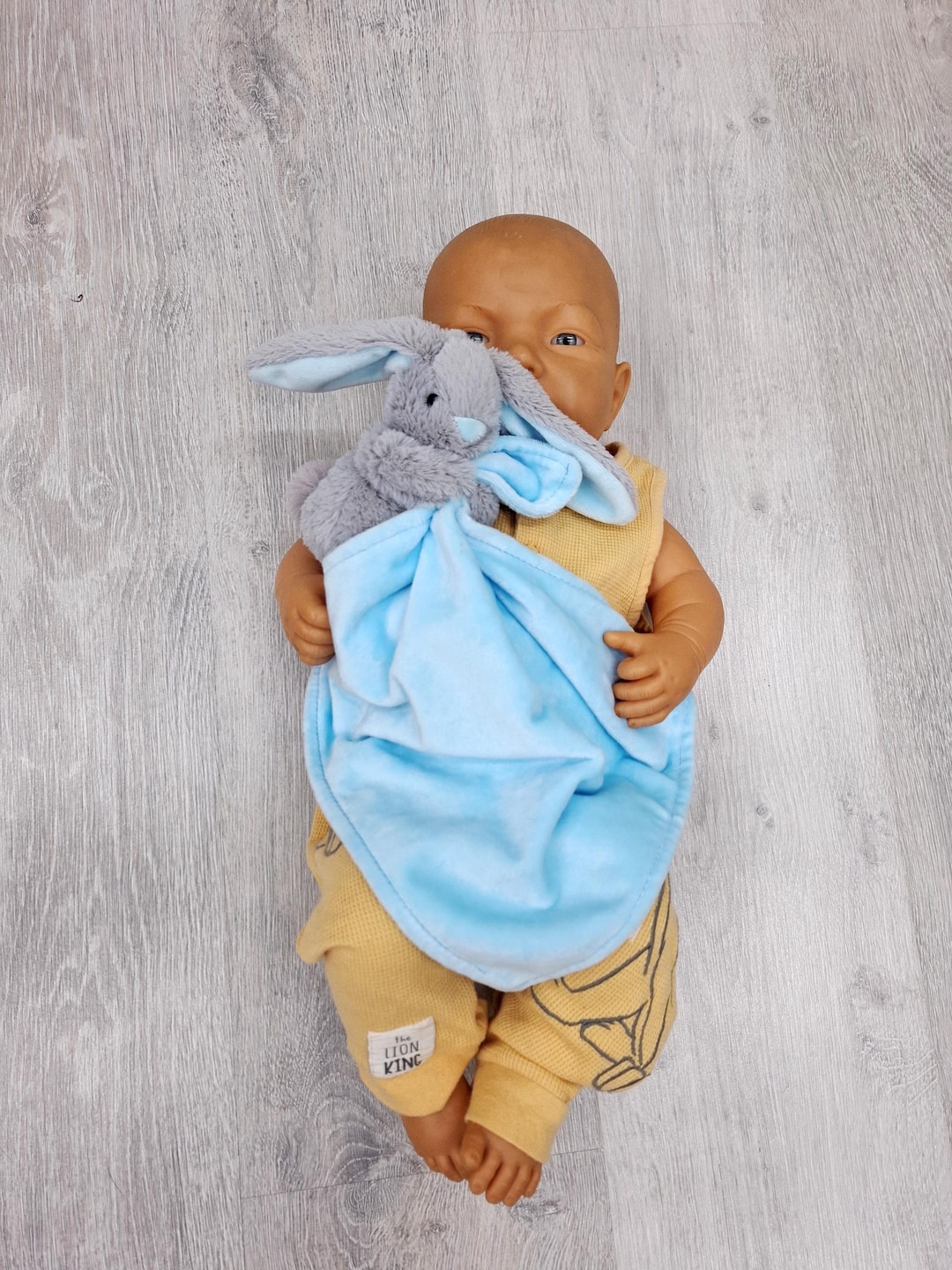 Blue Bunny Plush Toys 14" Rabbit Comforter Vintage Kids Baby Comforter ...