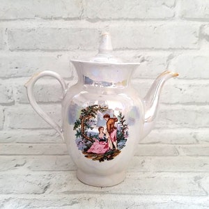 24 Oz Tea Housewife Gift Madonna Teapot Hall Pottery Porcelain Retro ...
