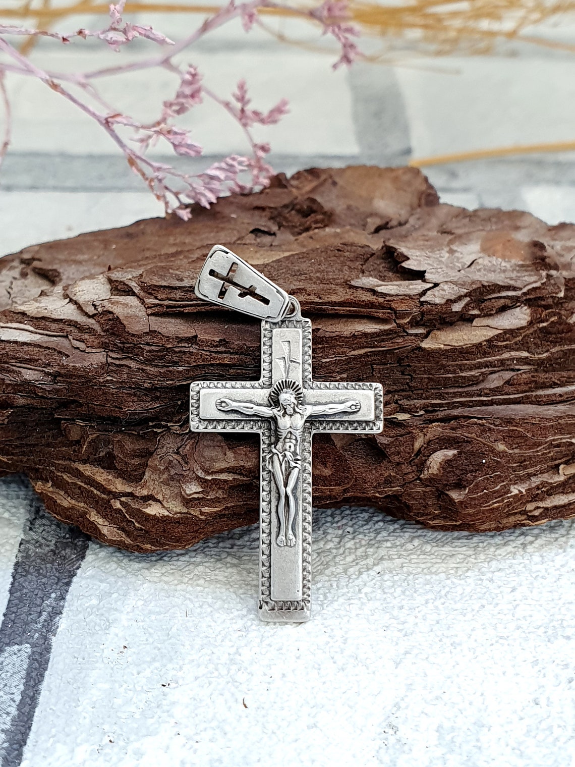 Cross Vintage Silver Christian Gift Formom Baptism Gift 925 - Etsy