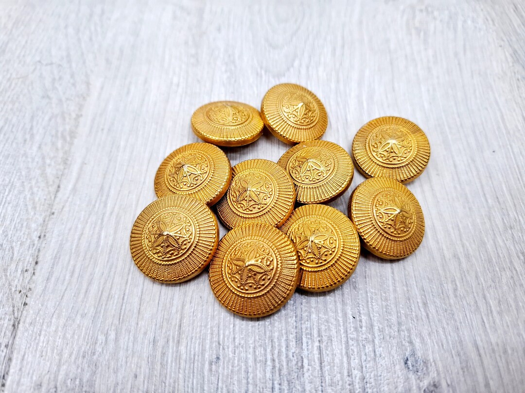 Steampunk Button Vintage Military Button Shank Button Gold Buttons ...