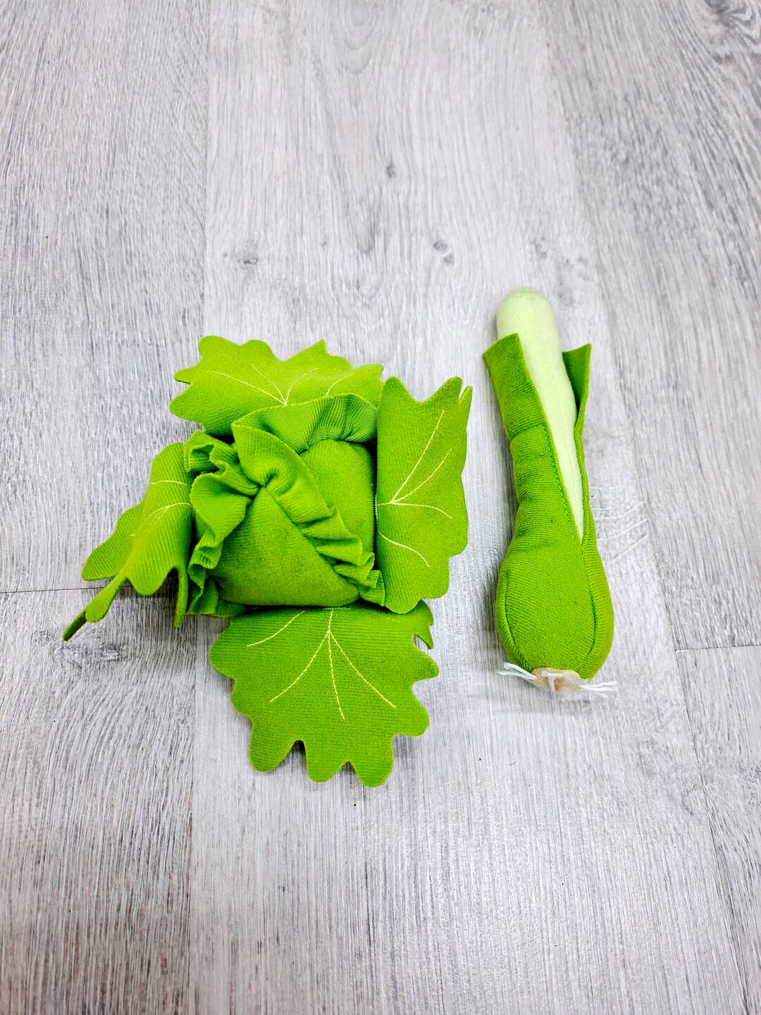 LOT of 2 Stuffed Cabbage Leek Plush Toys Vintage Stuffed Vegetable ...