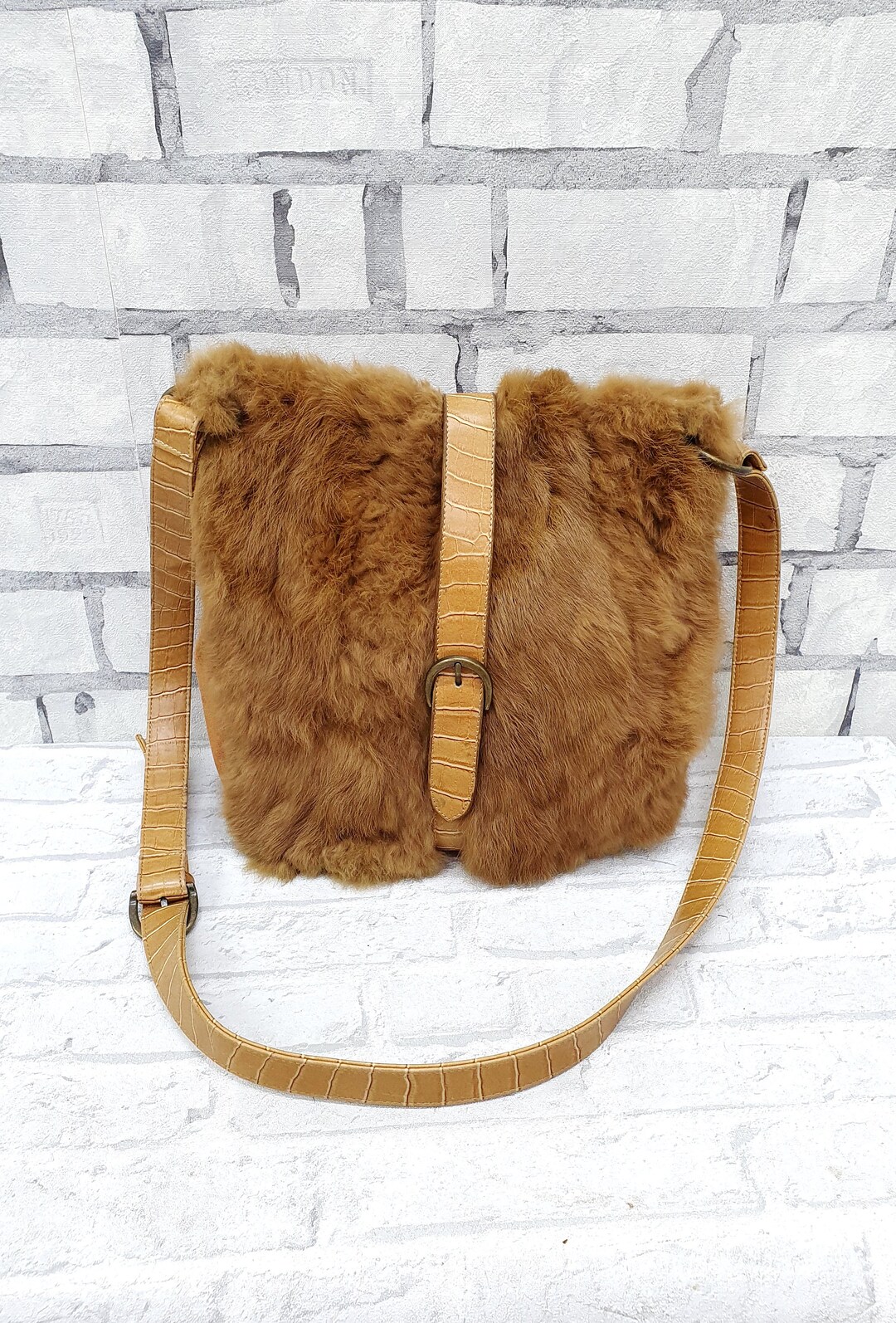 Rabbit Fur Bag Saddle Bag Shoulder Bag Womens Bag Crossbody Handbag ...