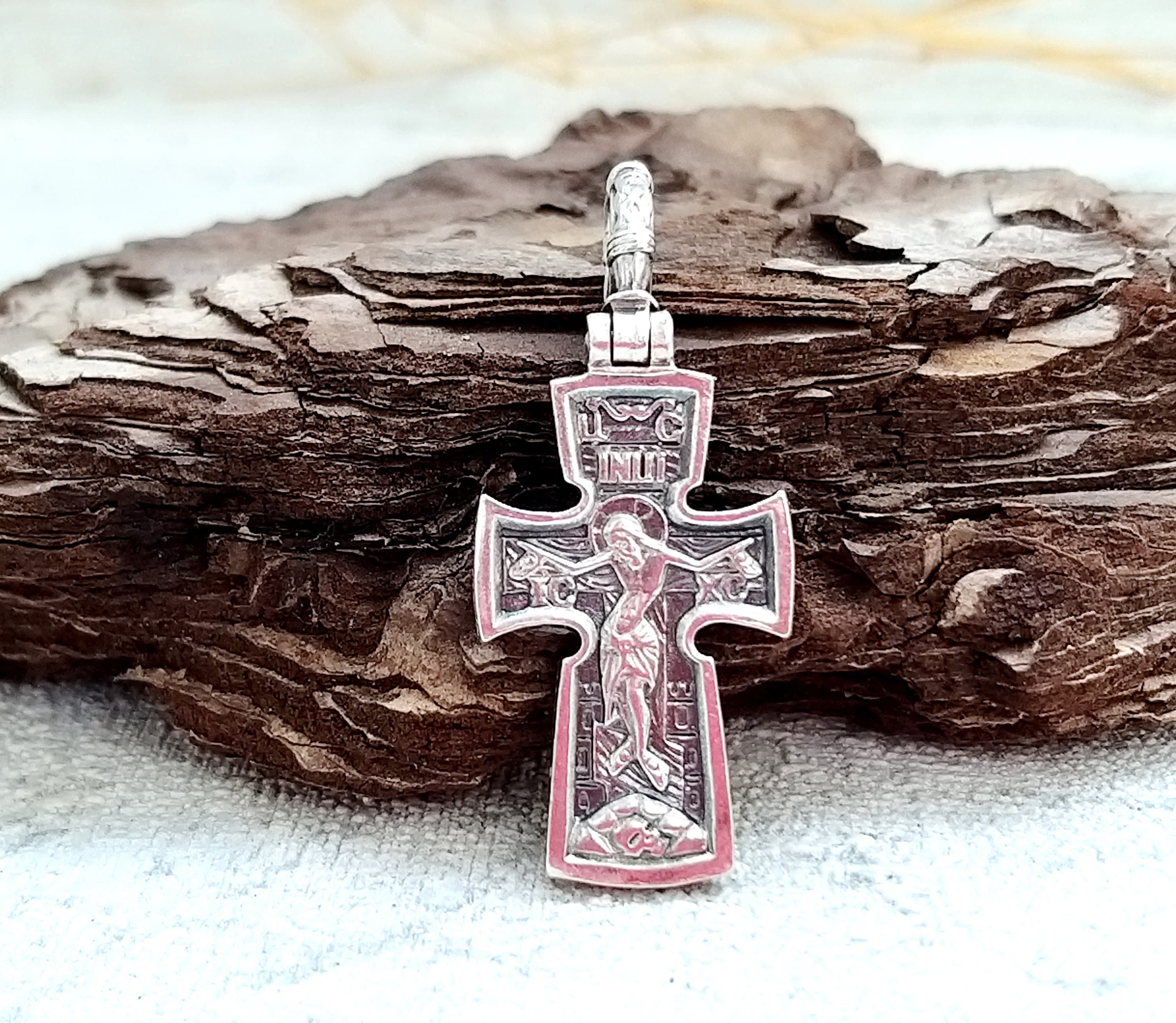 Sterling silver cross Vintage silver Crucifix Religious Cross | Etsy