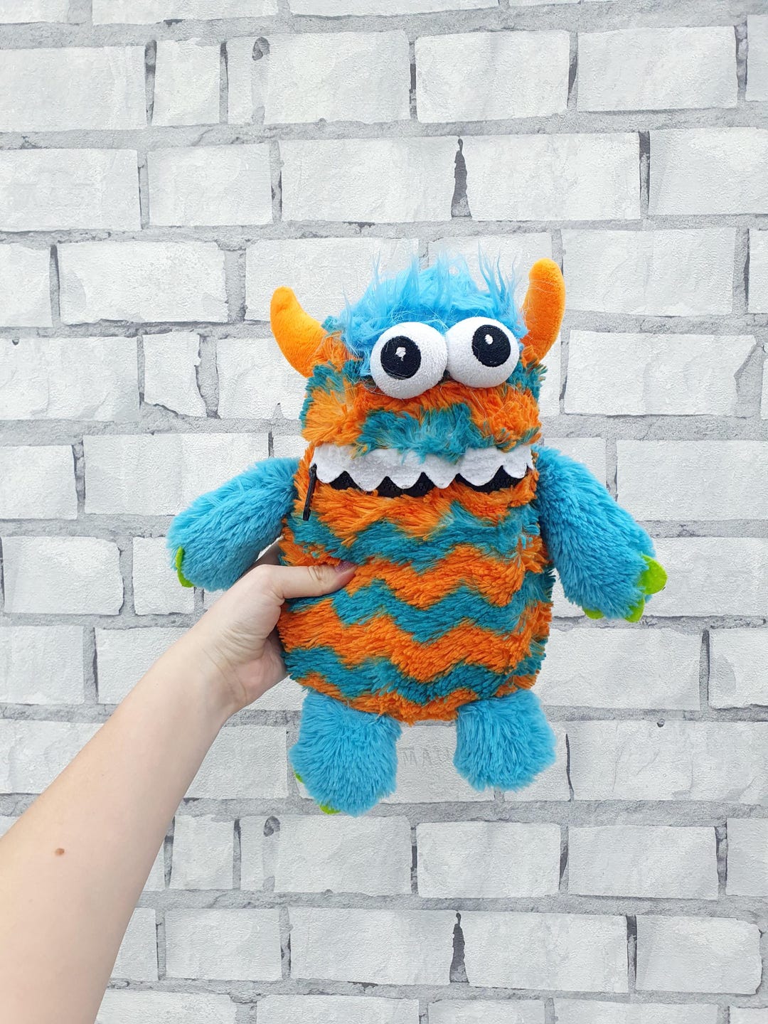 Vintage Gosh Blue Orange Worry Monster Plush Toys 12" Collectible ...
