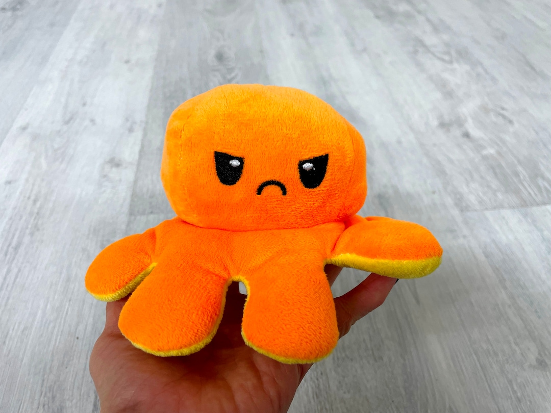 Reversible Orange Yellow Octopus Plush Toys Vintage Octopus Toys 8 ...