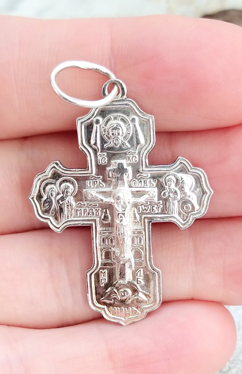 Sterling silver cross Vintage silver Crucifix Religious Cross | Etsy