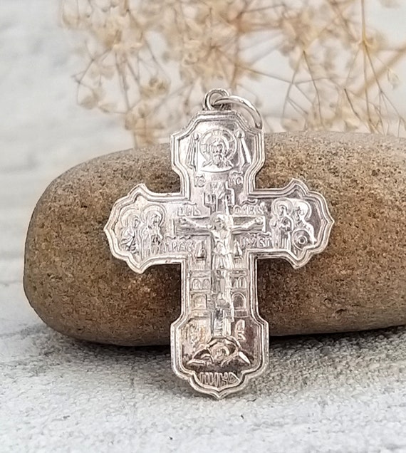 Sterling silver cross Vintage silver Crucifix Religious Cross | Etsy