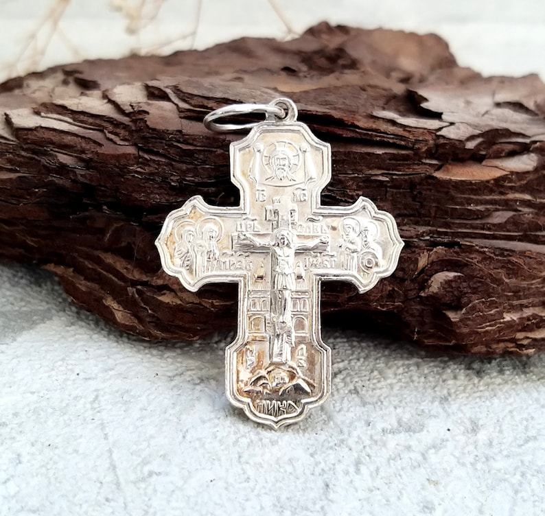 Sterling silver cross Vintage silver Crucifix Religious Cross | Etsy