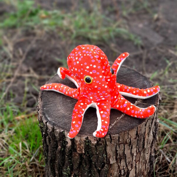 Red Octopus Plush - Etsy