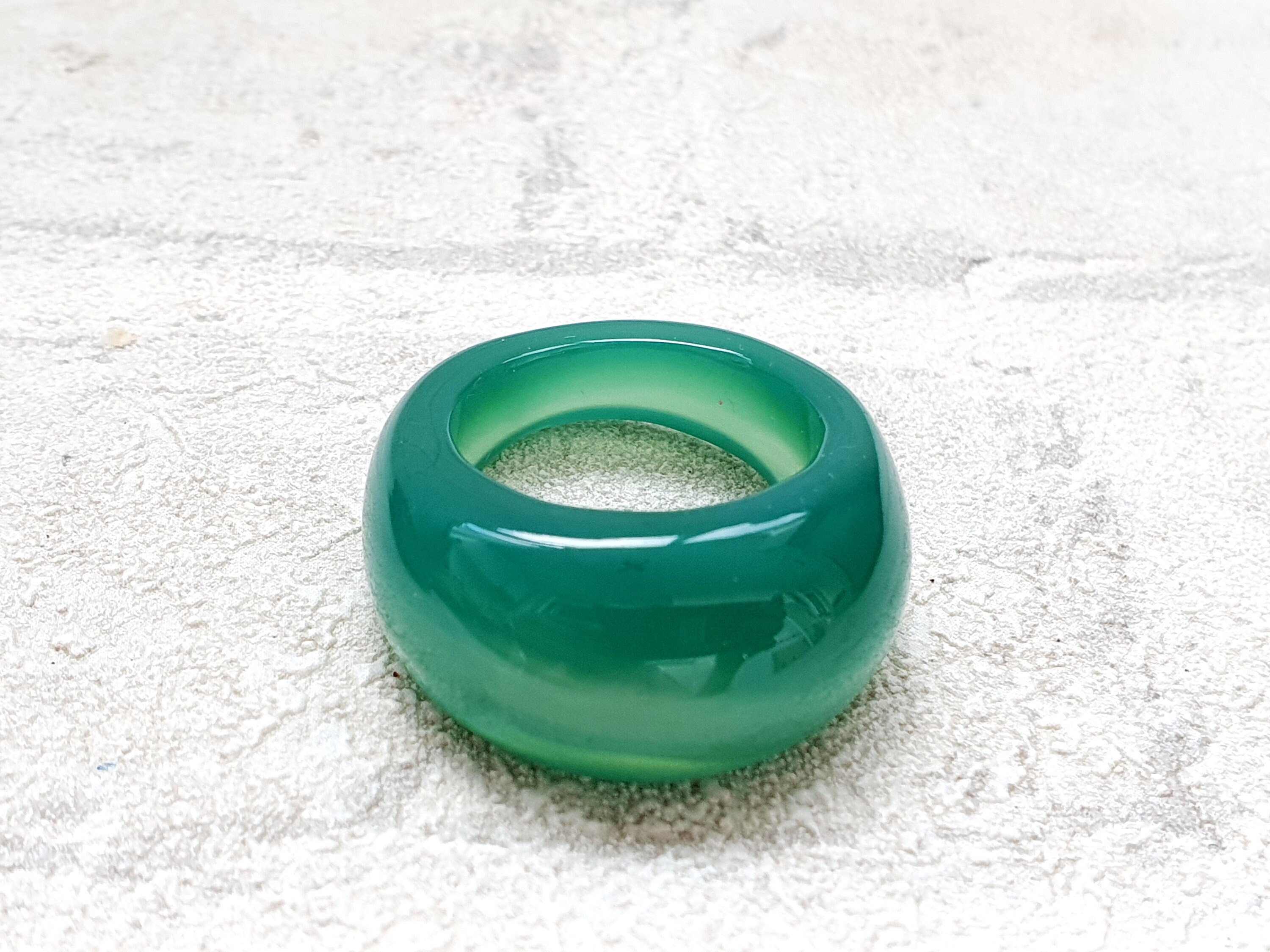 Green Agate Ring Stone Wide Ring Stone Jewelry Solid Stone Ring Stone ...
