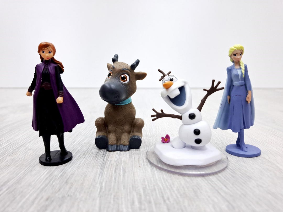 Set of 4 Plastic Frozen Figure 3" Frozen Princess Anna Elsa Olaf Sven ...