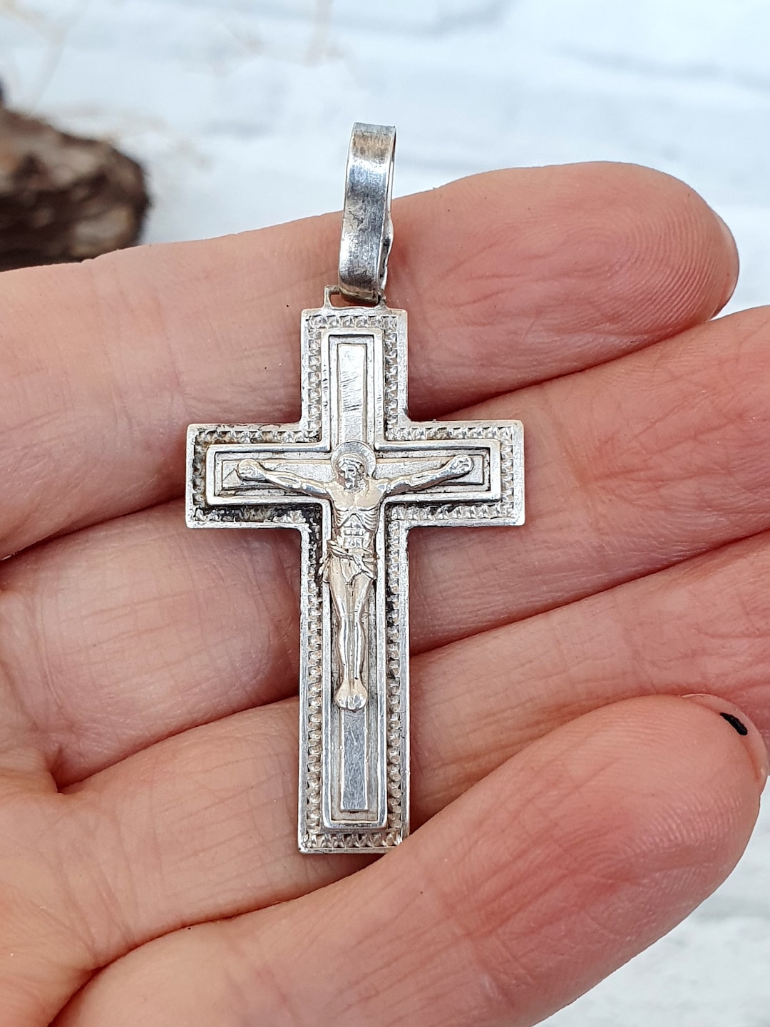 Sterling Silver Cross Vintage Silver Crucifix Religious Cross - Etsy