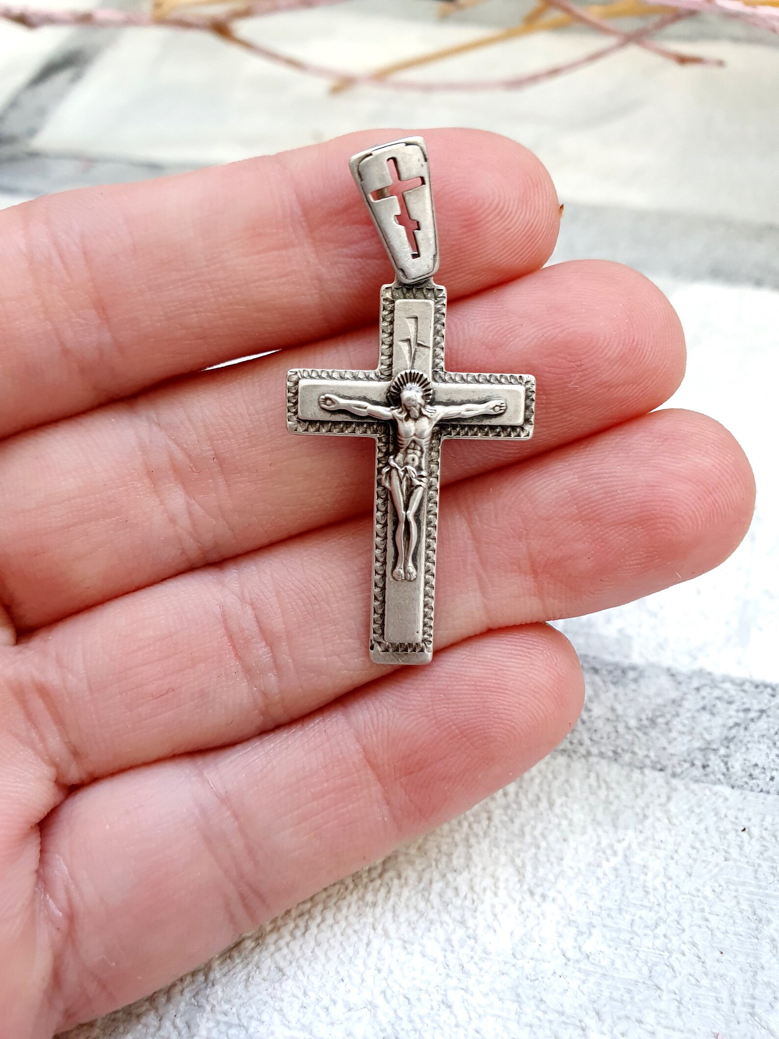 Cross Vintage Silver Christian Gift Formom Baptism Gift 925 - Etsy