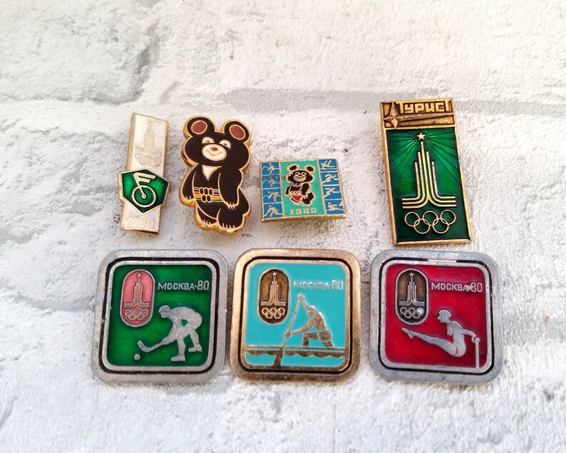 Olympics bear Metal Pin Vintage badges Olympic Pin Olympic | Etsy