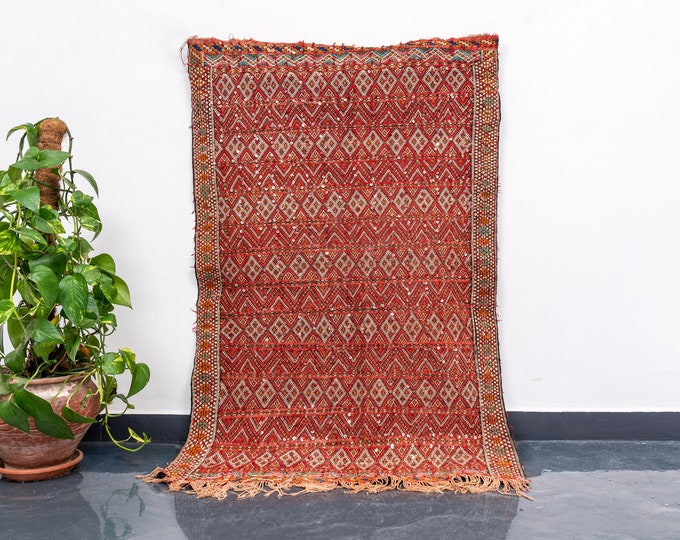 FREE SHIPPING 3x4 Ft (125x85 Cm) Moroccan Handmade Small Sequin Red ...