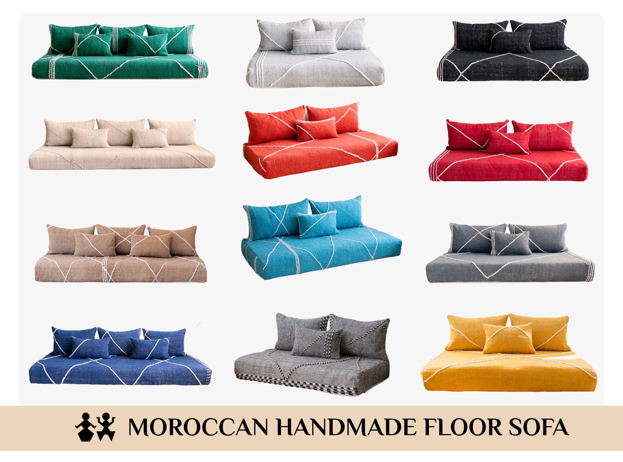 Multicolor Cotton Moroccan Floor Sofa Set: Handmade Covers (unstuffed ...