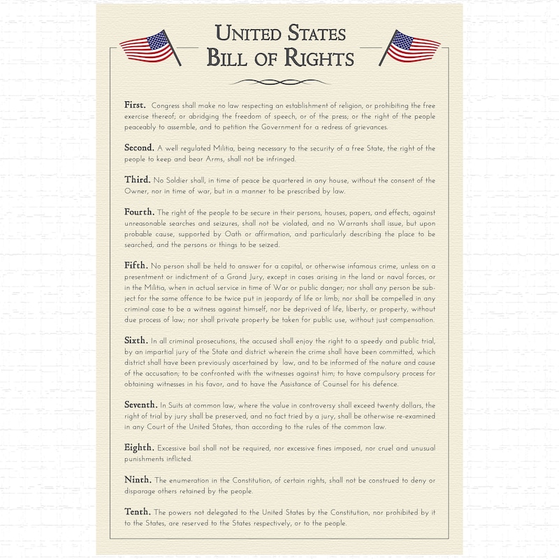 U.s. Constitution Amendments Poster - Etsy