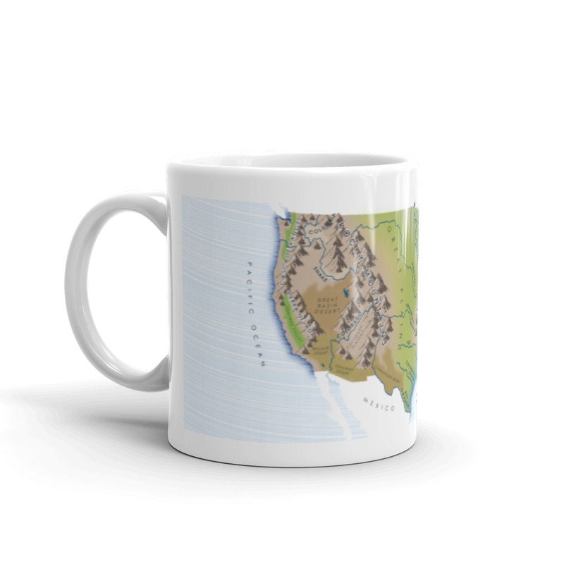 United States Physical Map Mug - Etsy