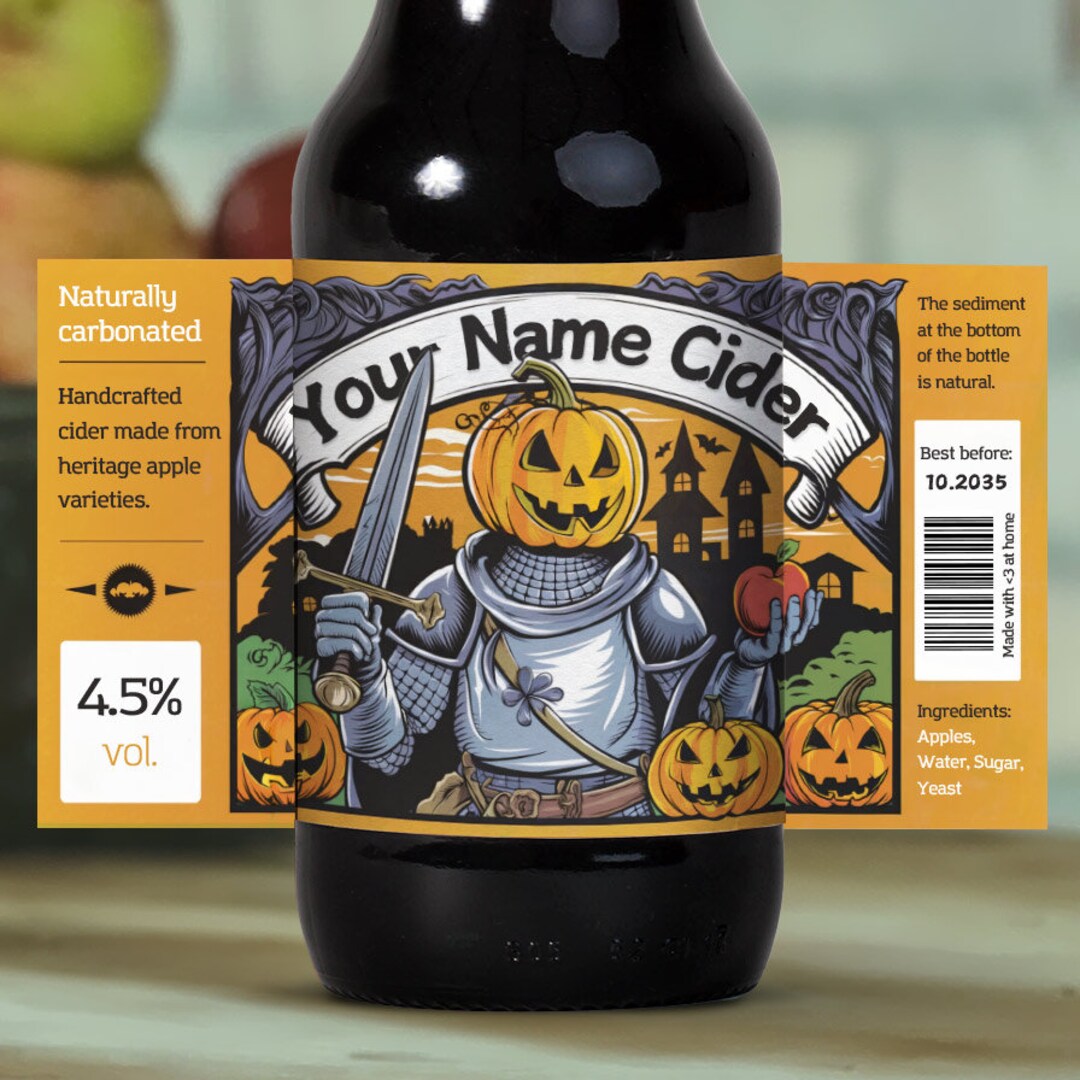 Customizable Halloween Cider Bottle Label Edit Text in Canva ...