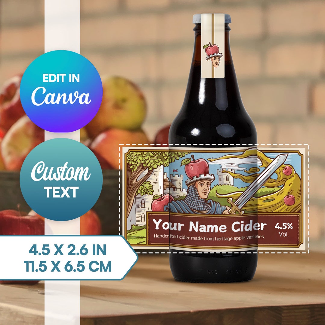 Customizable Medieval Cider Bottle Label | Edit Text in Canva ...