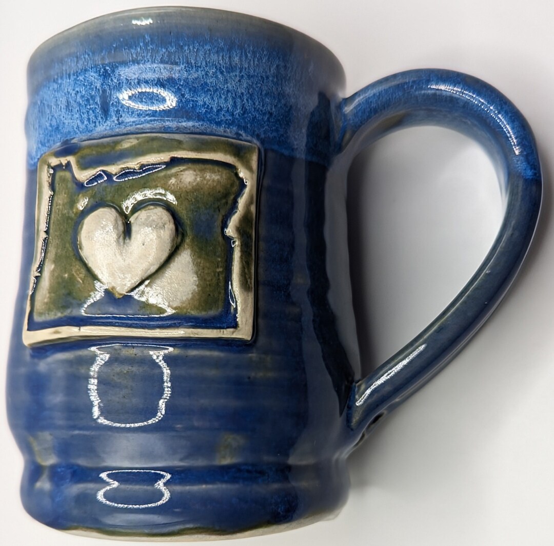 Handmade Oregon State Mug With Heart, 14 Oz Handmade Ceramic Mug for ...