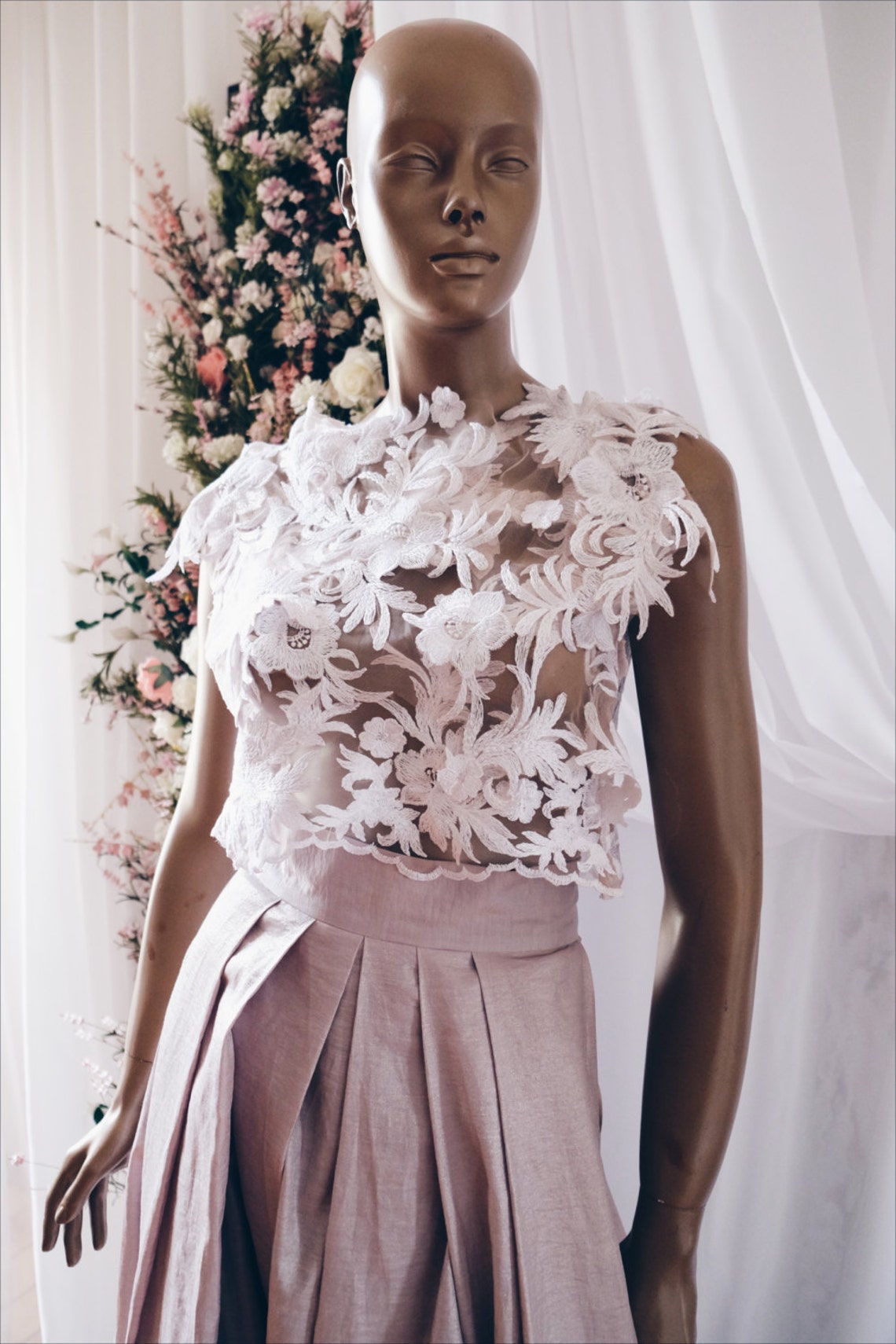 Wedding Lace Top, Lace Bridal Top, Sleeveless Top, White Wedding Top ...