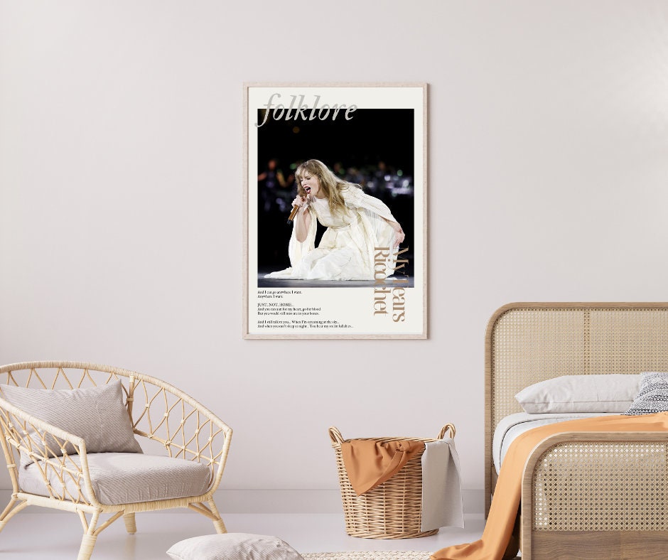 Taylor Swift Folklore Song Lyrics Bridge Eras Tour Poster Beige Minimal ...