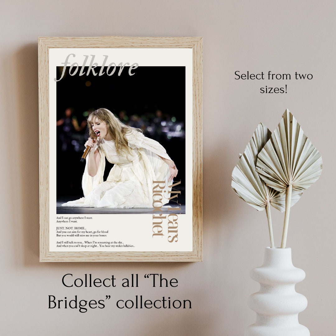 Taylor Swift Folklore Song Lyrics Bridge Eras Tour Poster Beige Minimal ...
