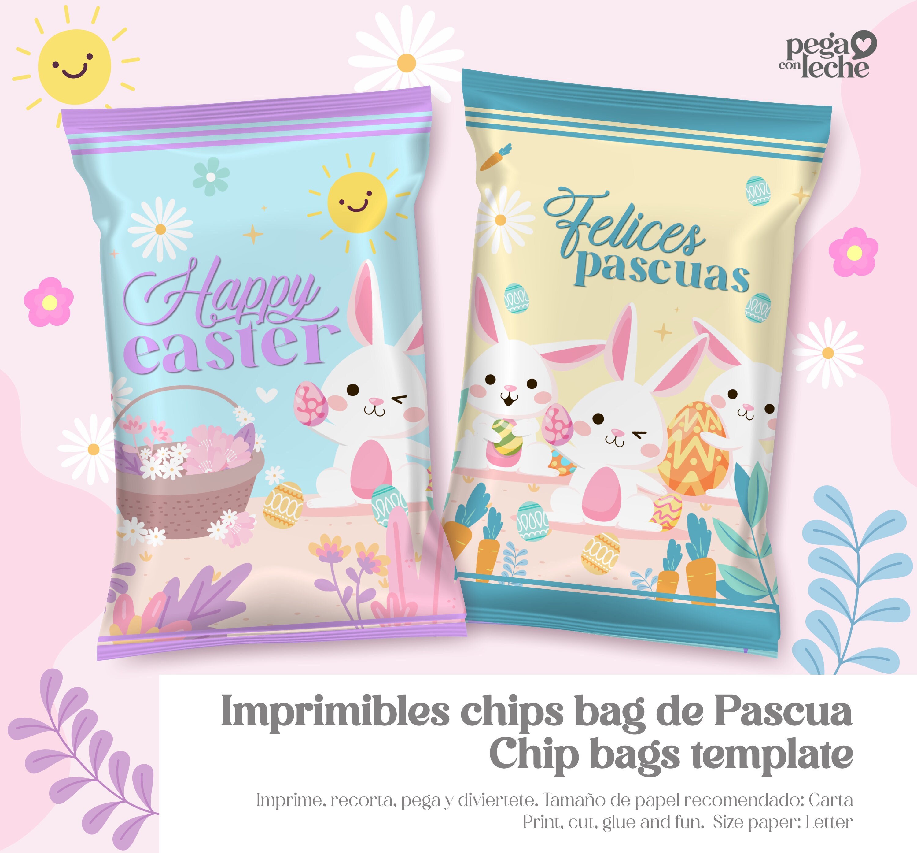 Easter Chips Bag Template,chip Bags Imprimibles De Pascua, English and ...