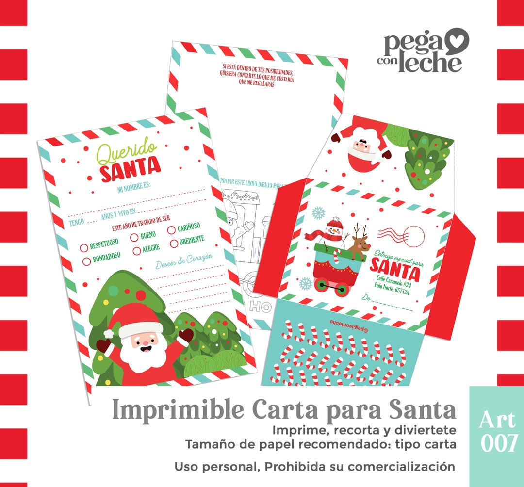 Carta Querido Santa descarga instantánea imprimible niño - Etsy México