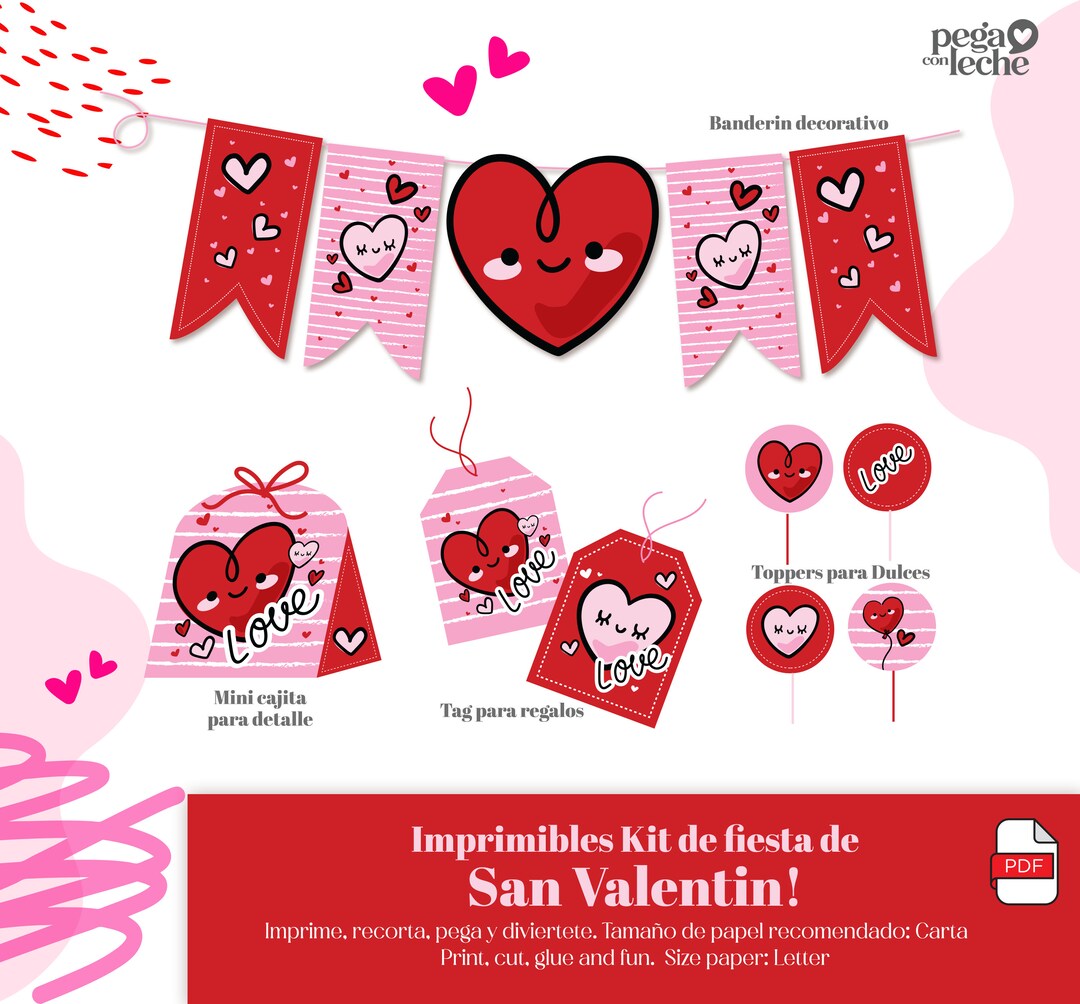 Kit Imprimible San Valentin Dia De Los Enamorados Etsy