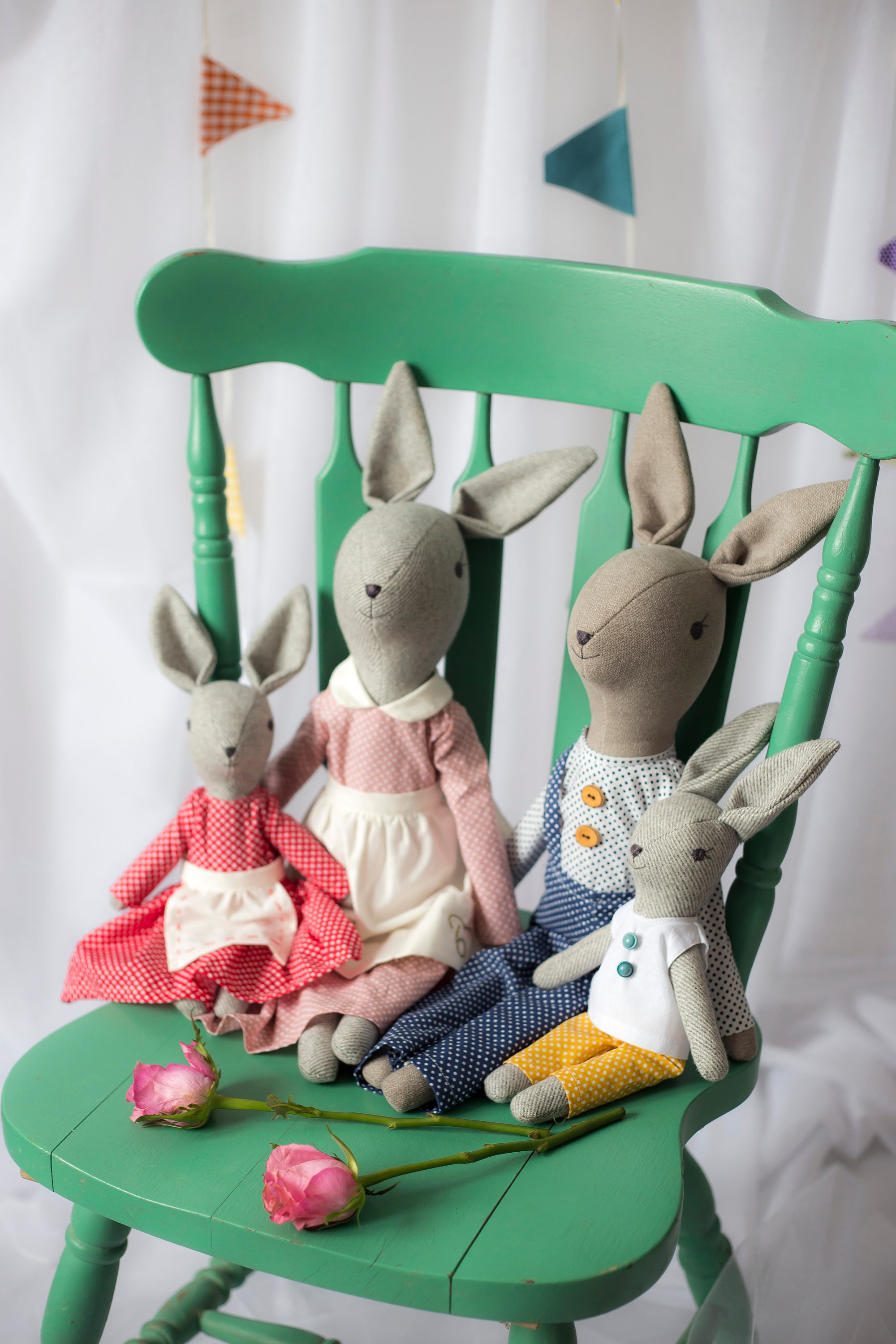 Handmade Easter Bunny Doll, Easter Gift, Easter Bunny Family, Hand Sewn ...