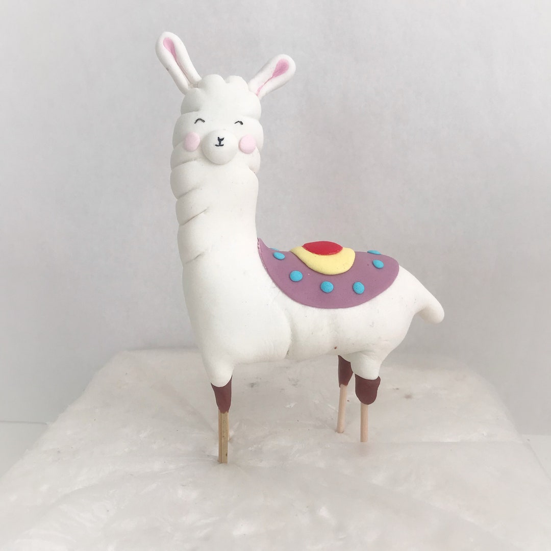Fondant Lama Cake Topper Mexican Themed Happy Birthday Party ...