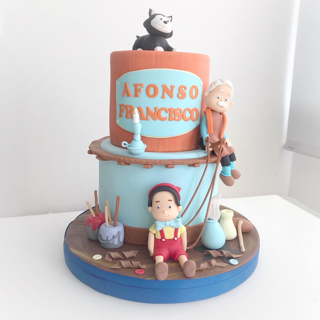Pinoquio and Geppetto Cake Toppers Figurines Birthday Party Decorations ...