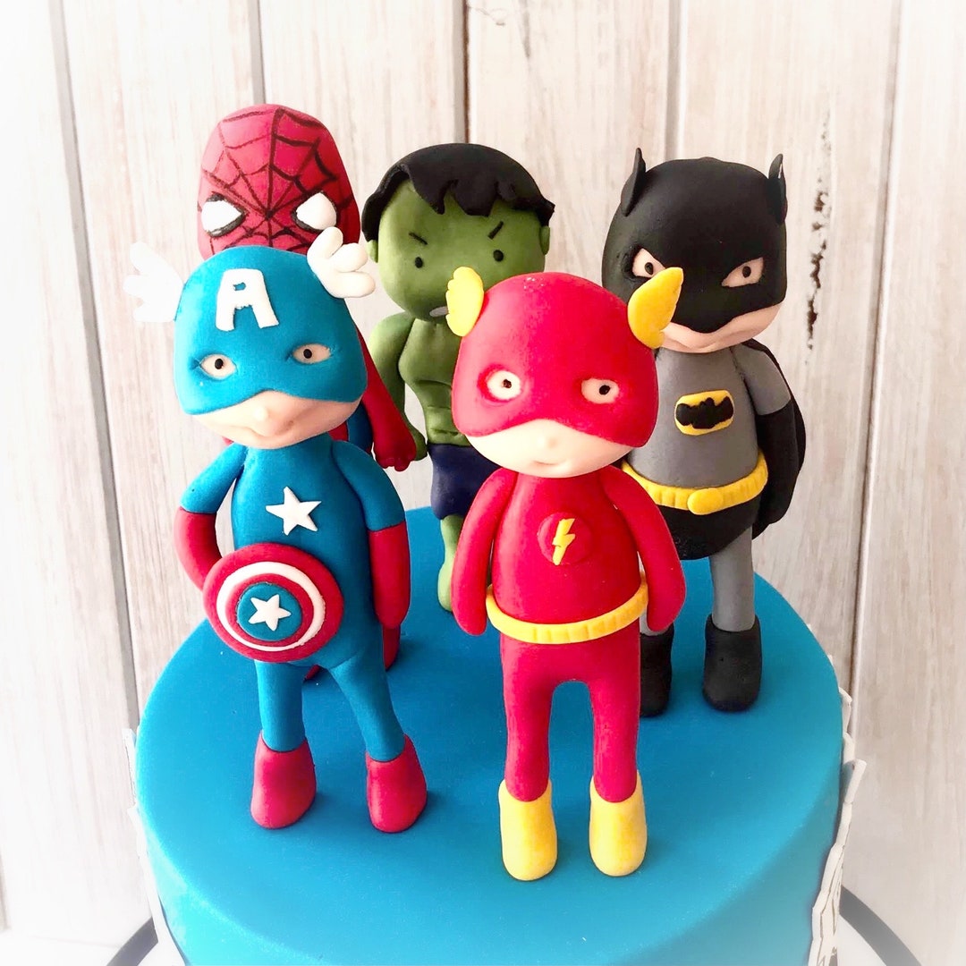 5 Superheros Cake Toppers Decoration, Superhero Figures,mini Action ...