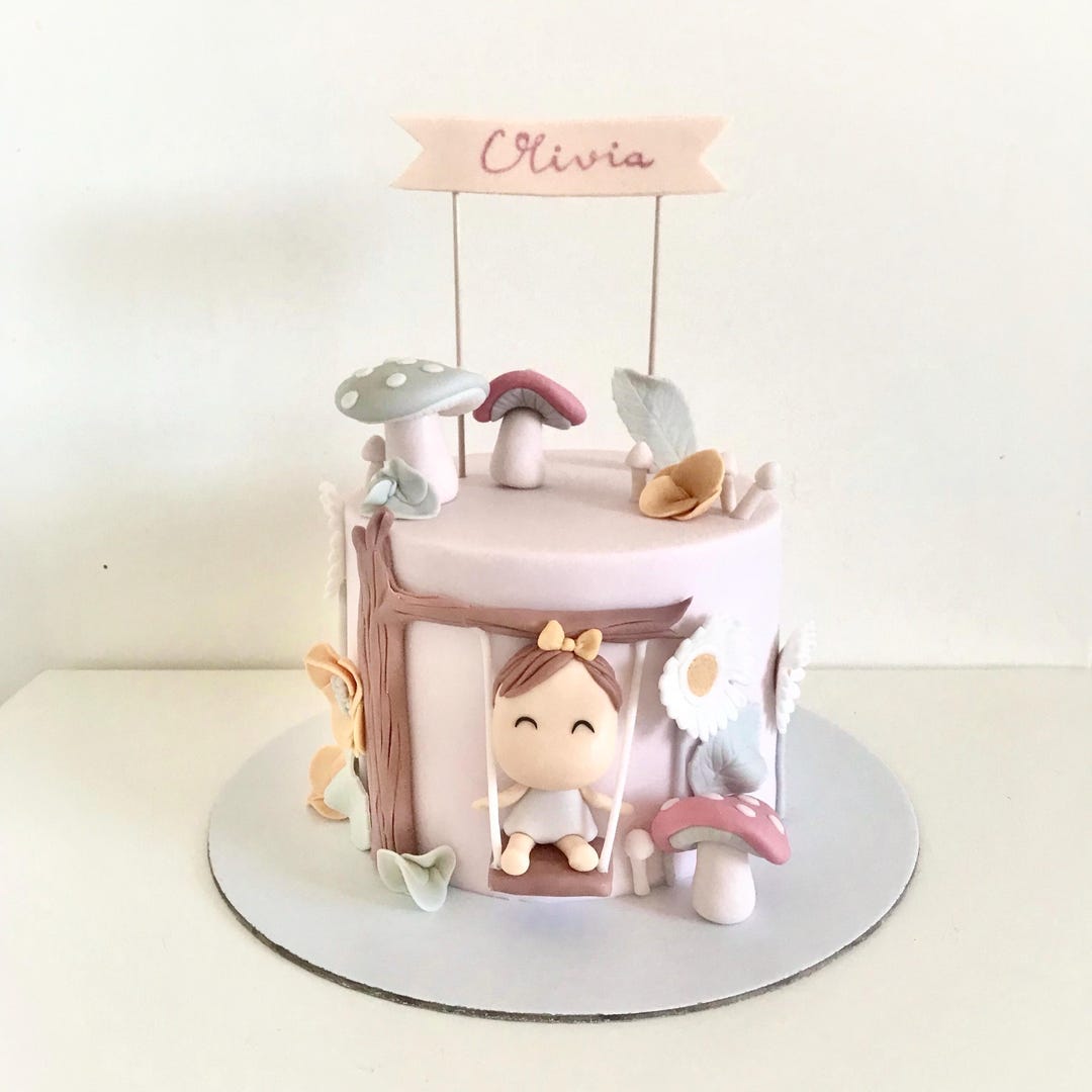 Little Girl Swing Cake Topper Sugarpaste Decorations, Toddler Birthday ...