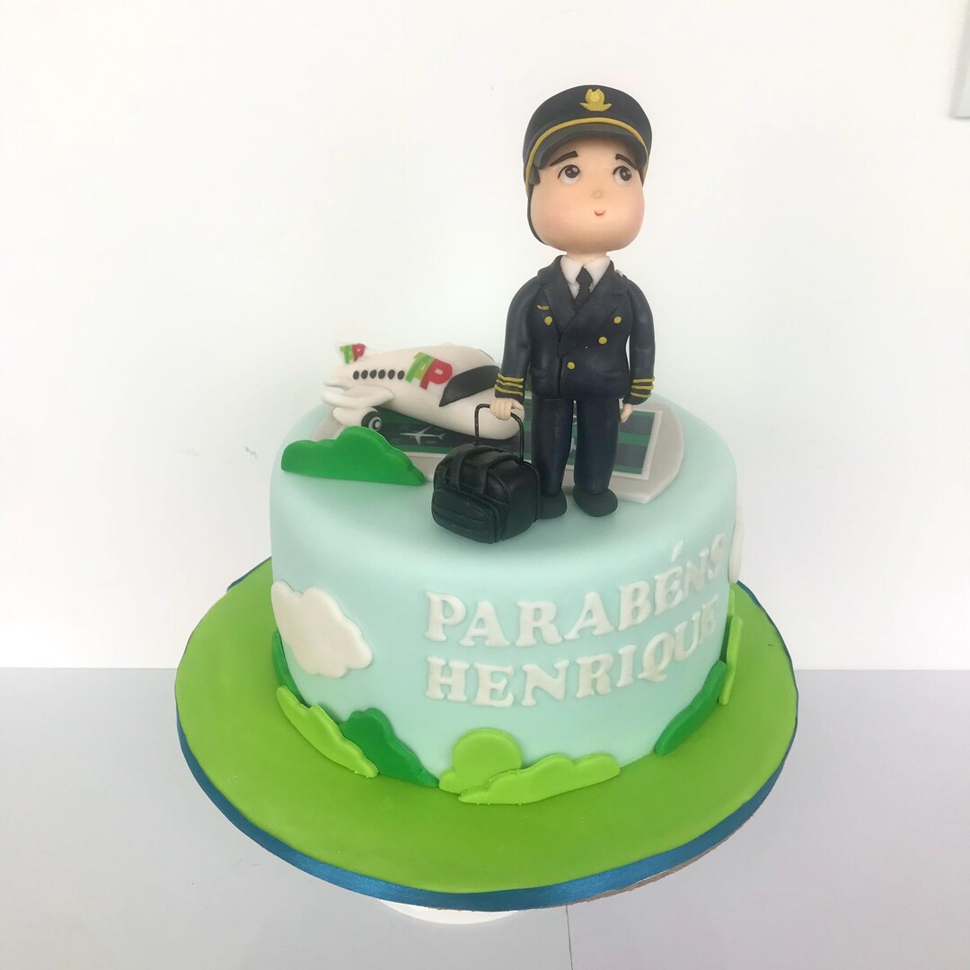 Handmade Pilot Cake Topper: Fondant Plane, Personalized Birthday - Etsy