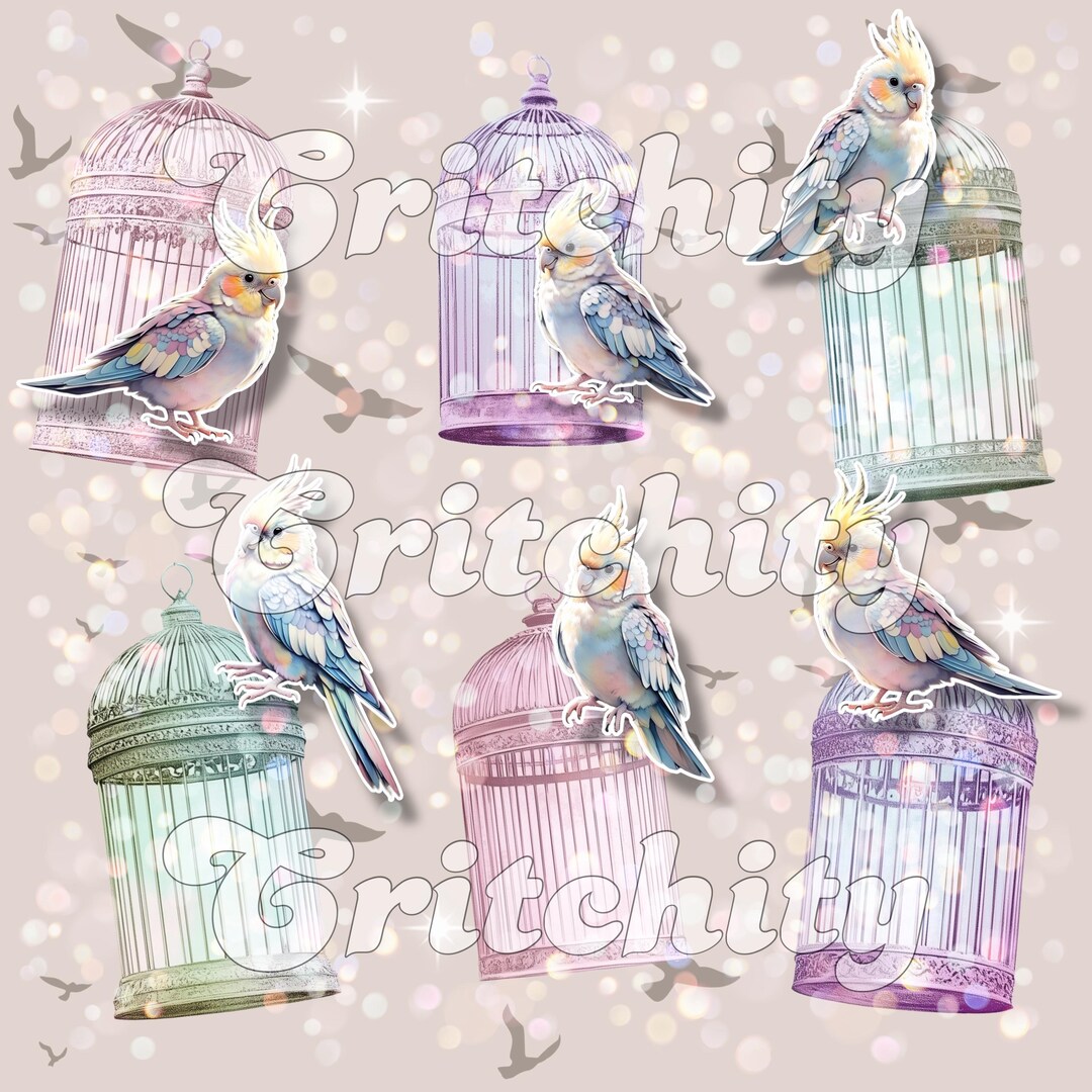 Pastel Cockatiels and Cages Repeat Pattern - Etsy