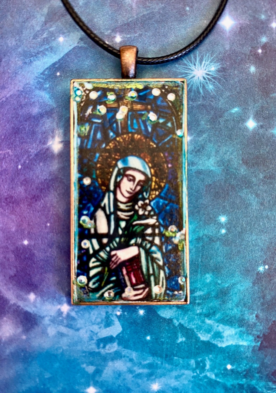 St. Brigid Pendant, Brigid of Kildare, St. Brigid Necklace, Catholic ...