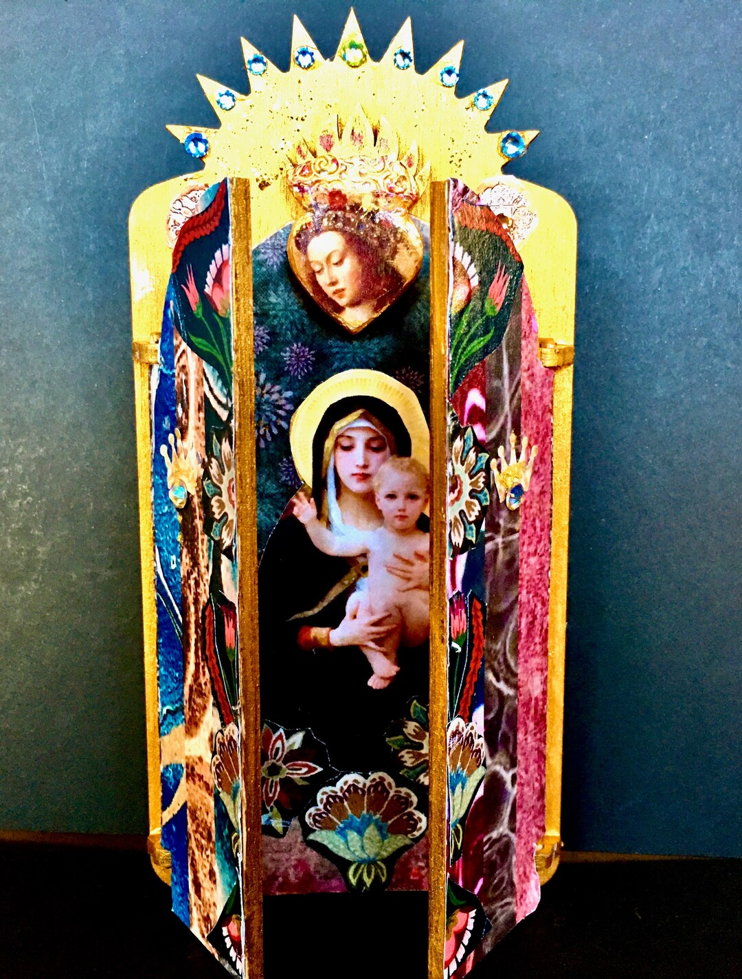 Sacred Heart of Mary Triptych Virgin Mary Triptych Madonna - Etsy